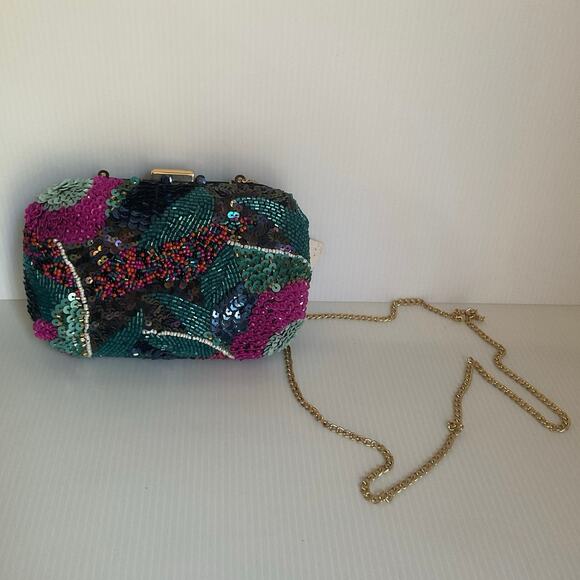 Sfera | Bags | Sfera Beaded Sequin Clutch Bag With Chain Strap Handmade ...